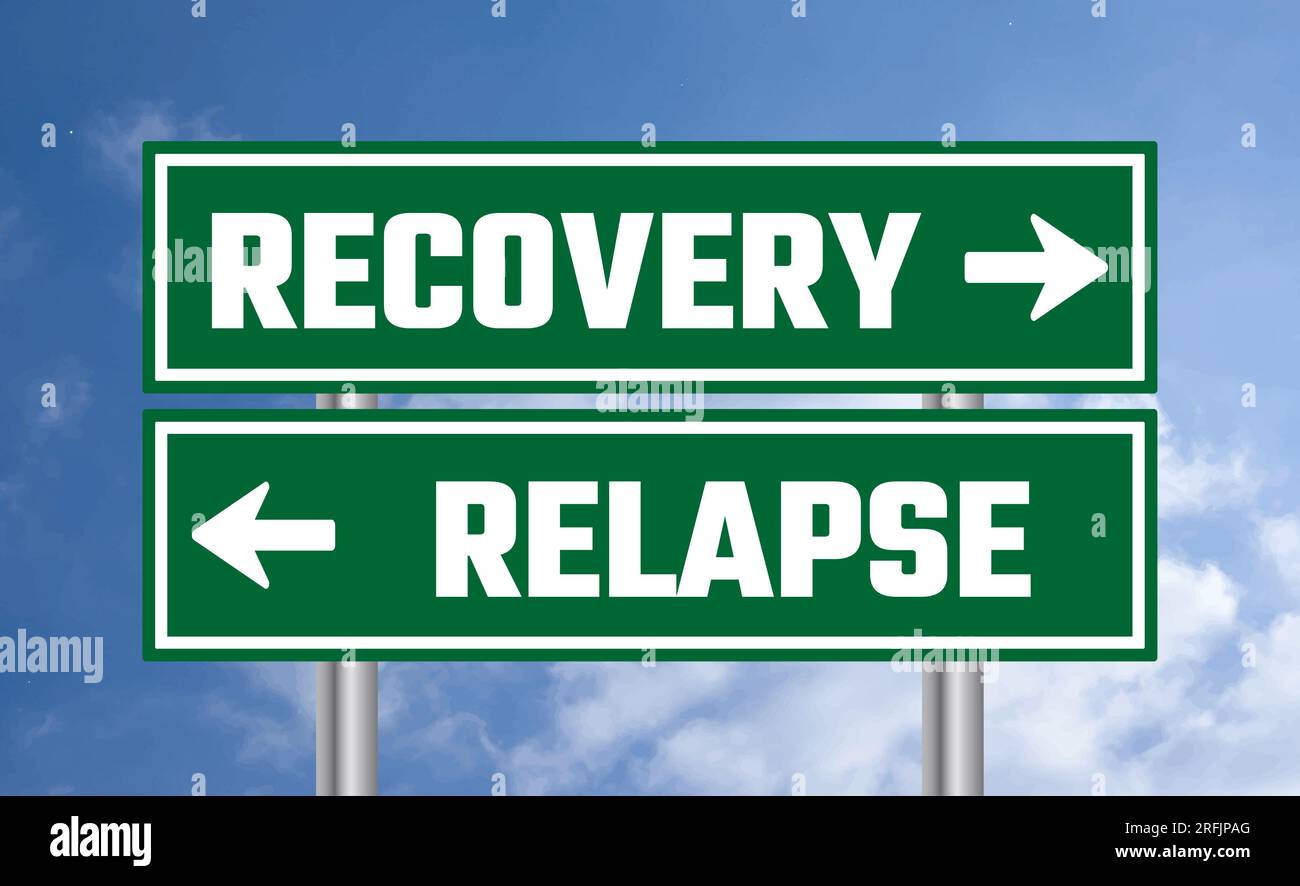 Recovery or relapse road sign on blue sky background Stock Photo - Alamy