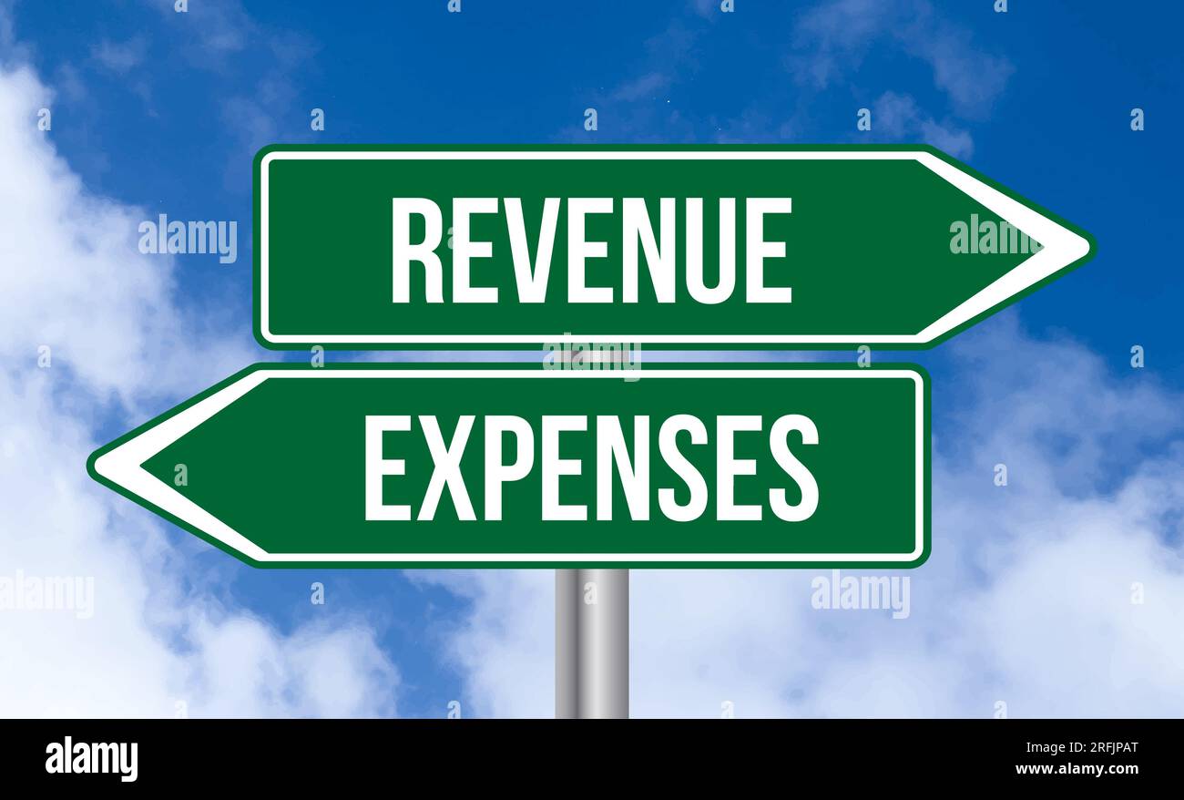 Revenue or expenses road sign on sky background Stock Photo - Alamy