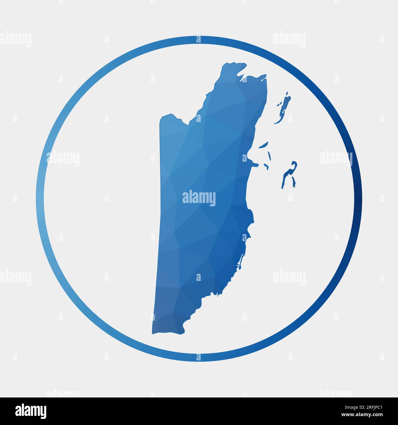 Belize icon. Polygonal map of the country in gradient ring. Round low ...