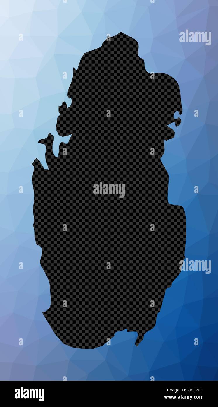 Qatar geometric map. Stencil shape of Qatar in low poly style. Authentic country vector ...