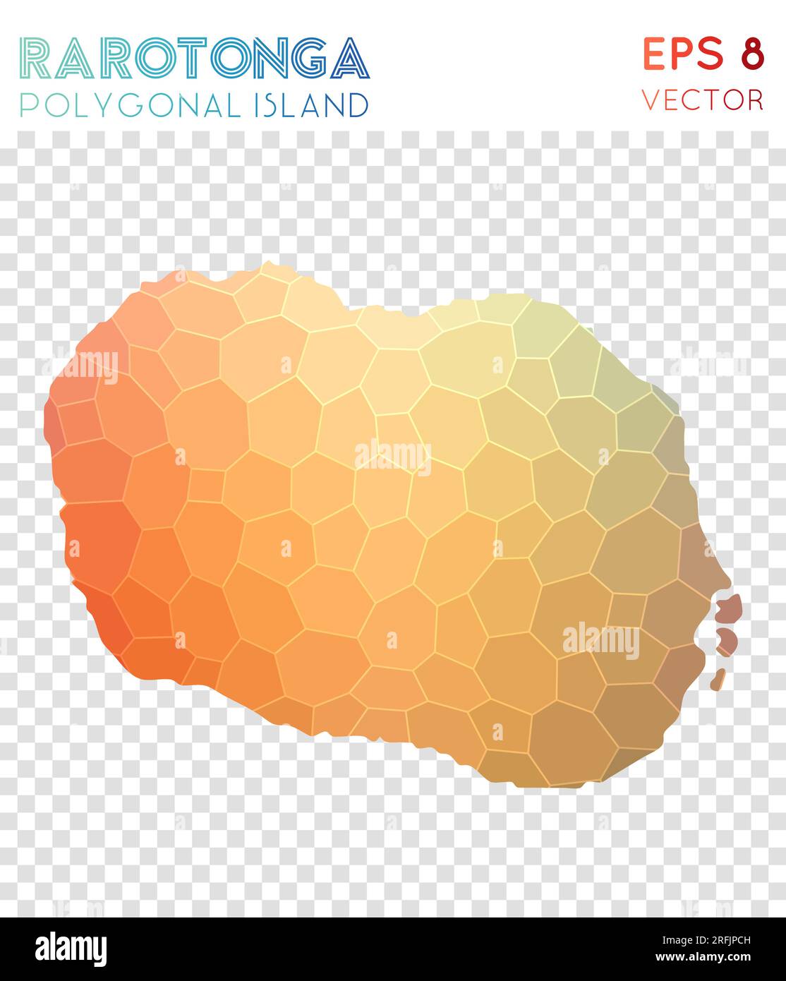Rarotonga polygonal map, mosaic style island. Good-looking low poly ...