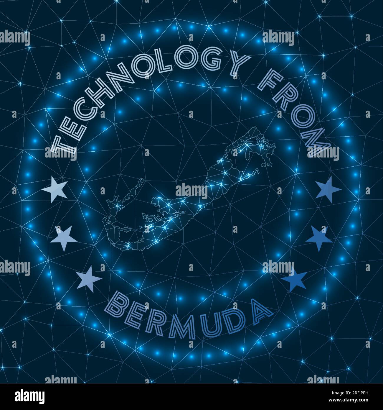 Technology From Bermuda. Futuristic geometric badge of the island ...