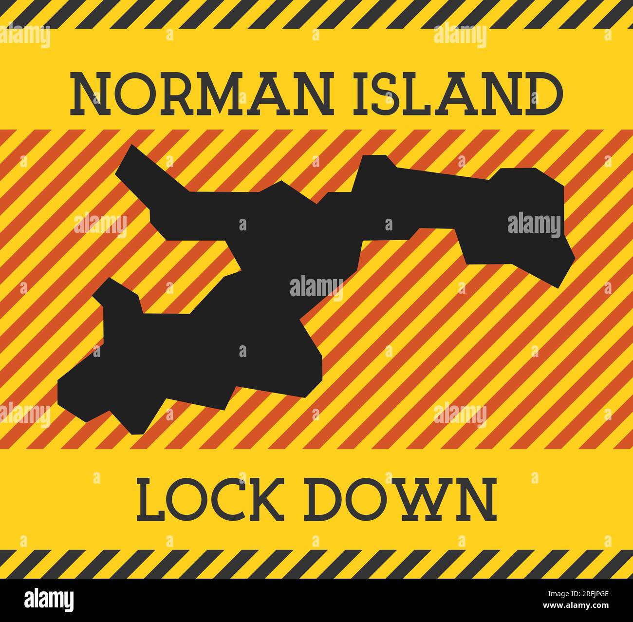 Norman Island Lock Down Sign. Yellow island pandemic danger icon ...