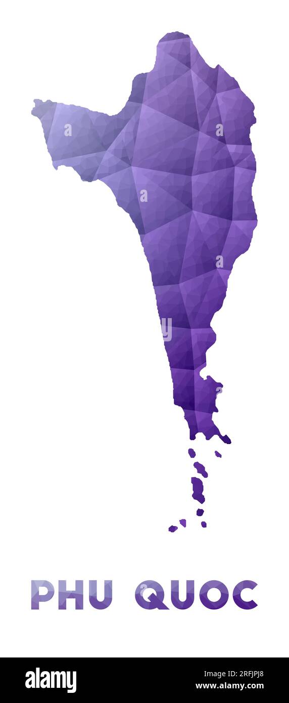 Map of Phu Quoc. Low poly illustration of the island. Purple geometric ...