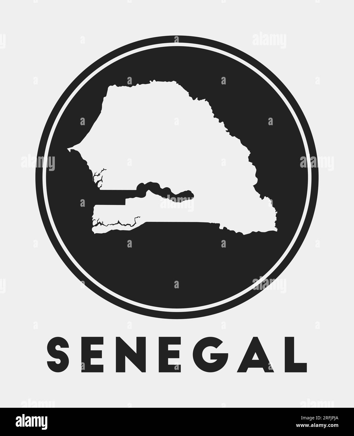 Senegal icon. Round logo with country map and title. Stylish Senegal ...