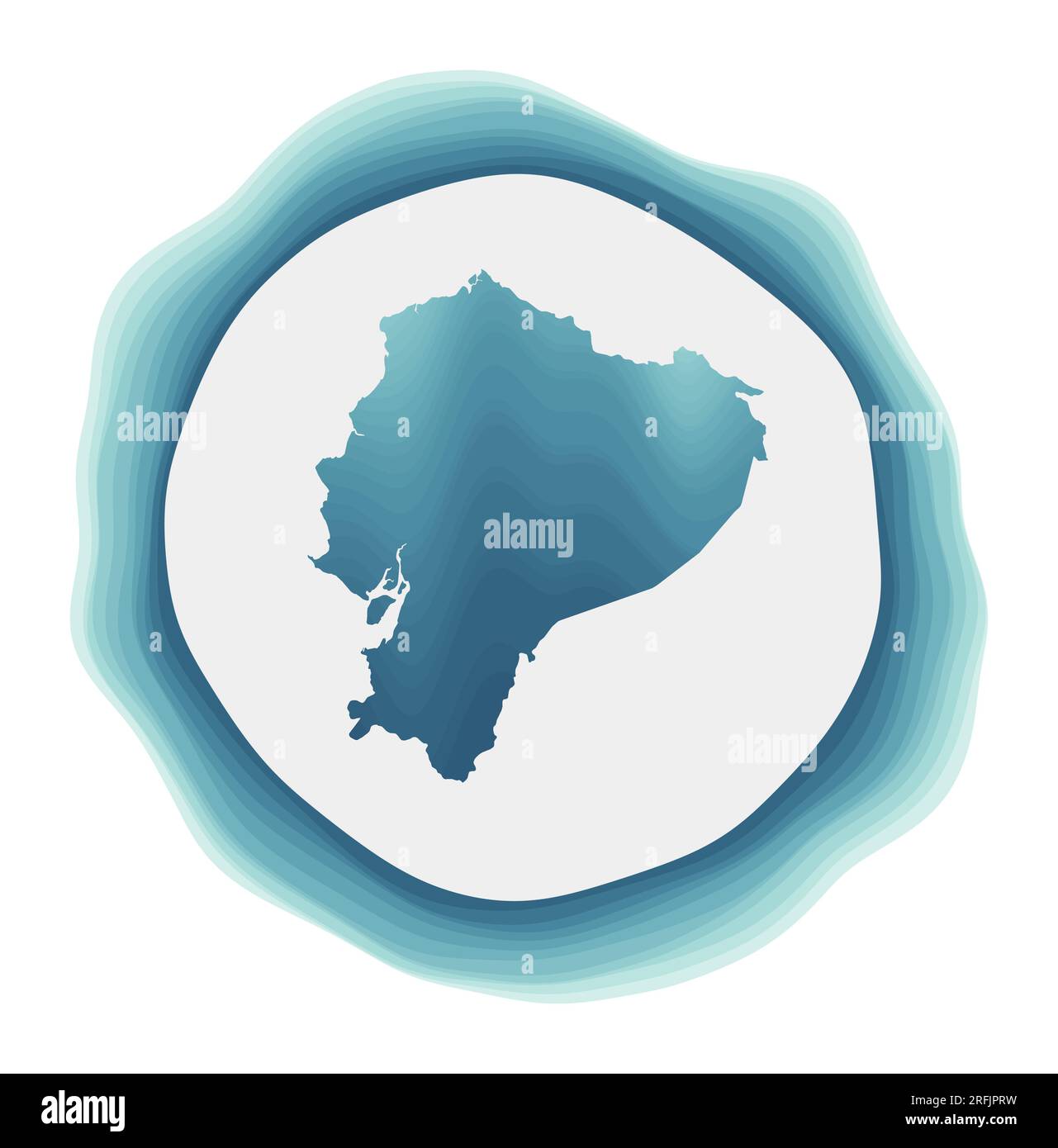Ecuador logo. Badge of the country. Layered circular sign around Ecuador border shape. Beautiful ...