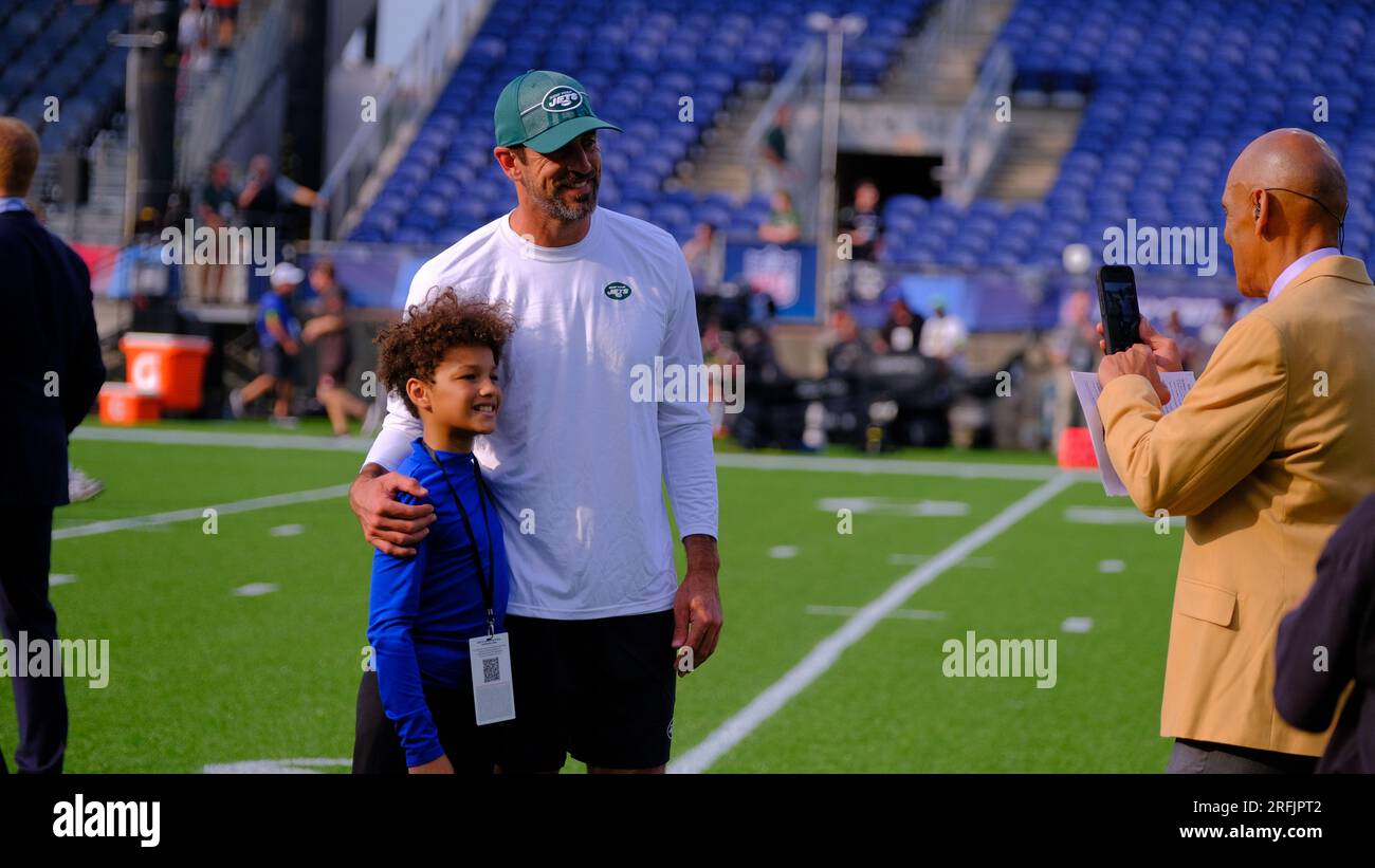 Canton, USA. 03rd Aug, 2023. AUG 3rd, 2023: Aaron Rodgers #8 during the ...