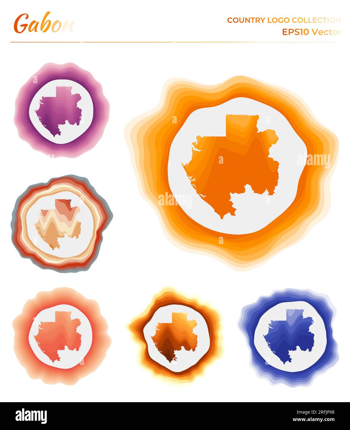Gabon logo collection. Colorful badge of the country. Layers around ...