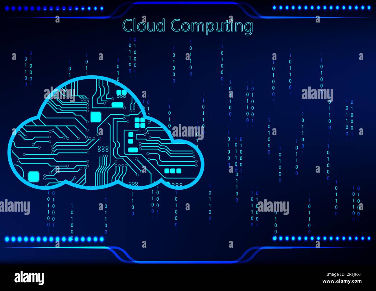 Abstract futuristic Cloud computing technology concept, dark blue background Vector illustration ...
