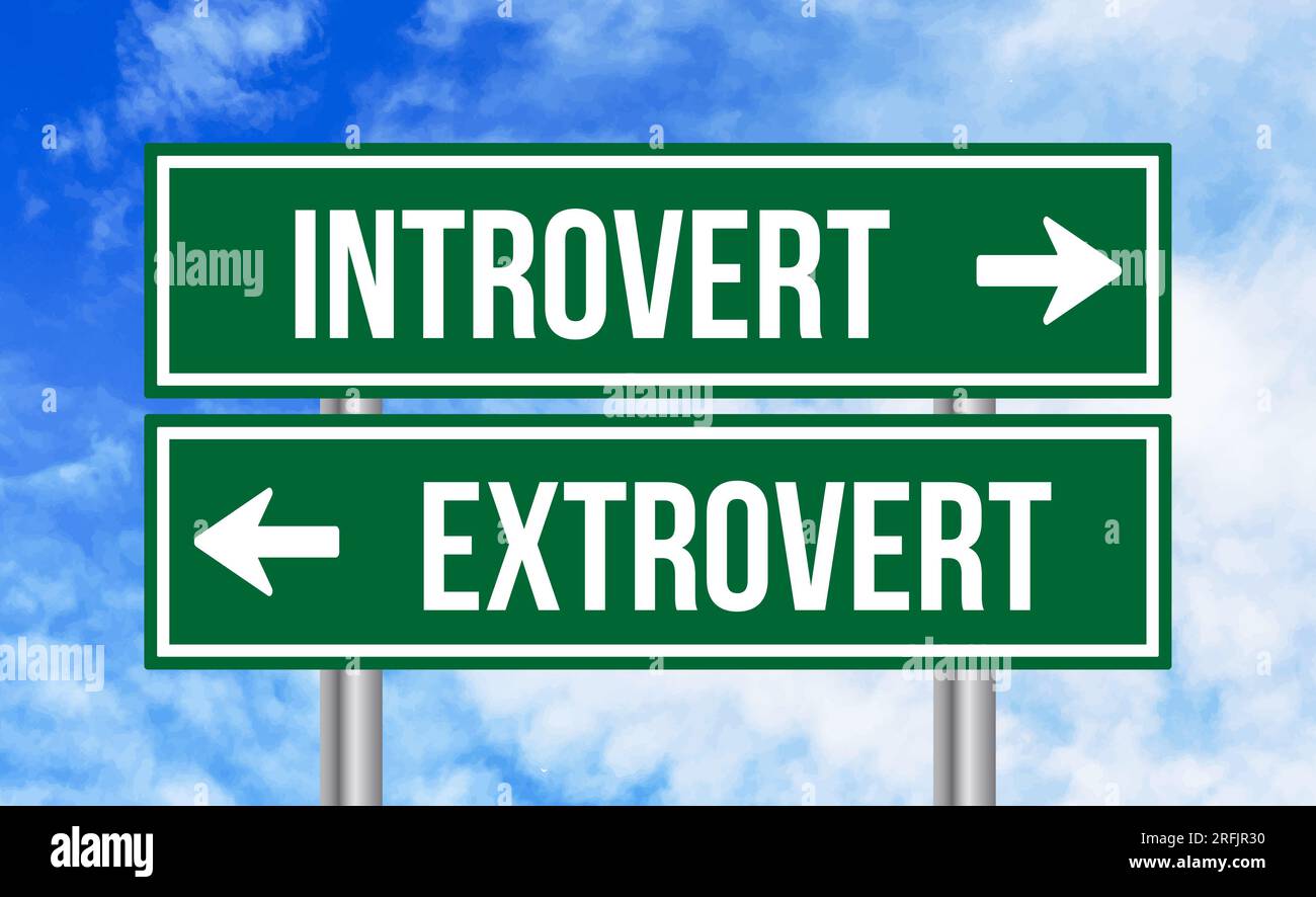 Introvert or extrovert road sign on sky background Stock Photo - Alamy