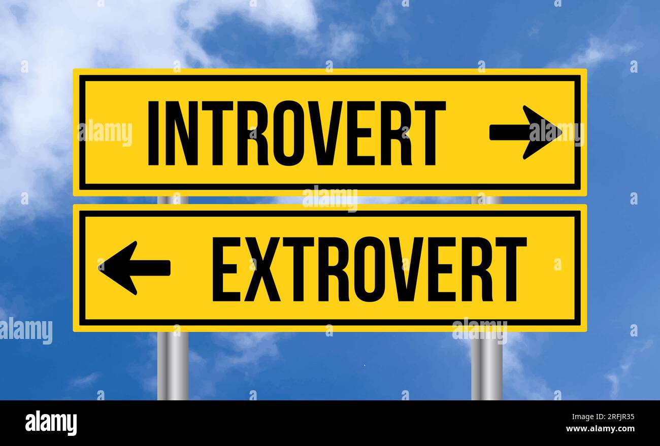 Introvert or extrovert road sign on sky background Stock Photo - Alamy