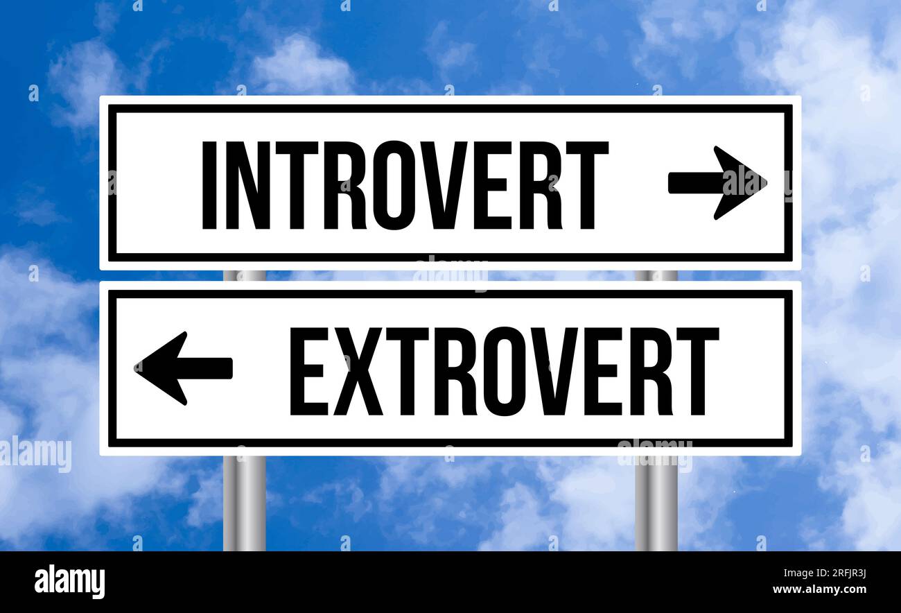 Introvert or extrovert road sign on sky background Stock Photo - Alamy