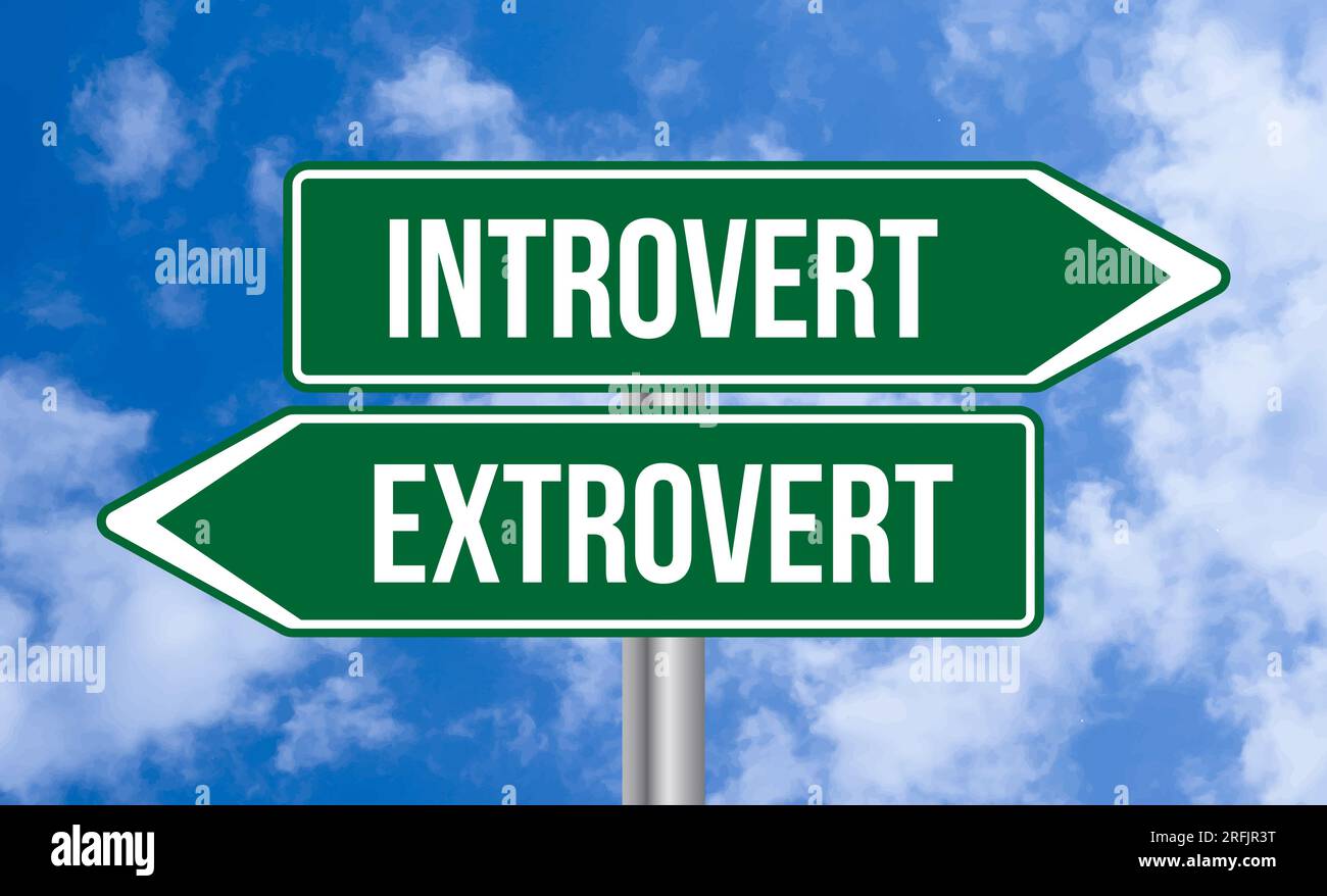 Introvert or extrovert road sign on sky background Stock Photo - Alamy