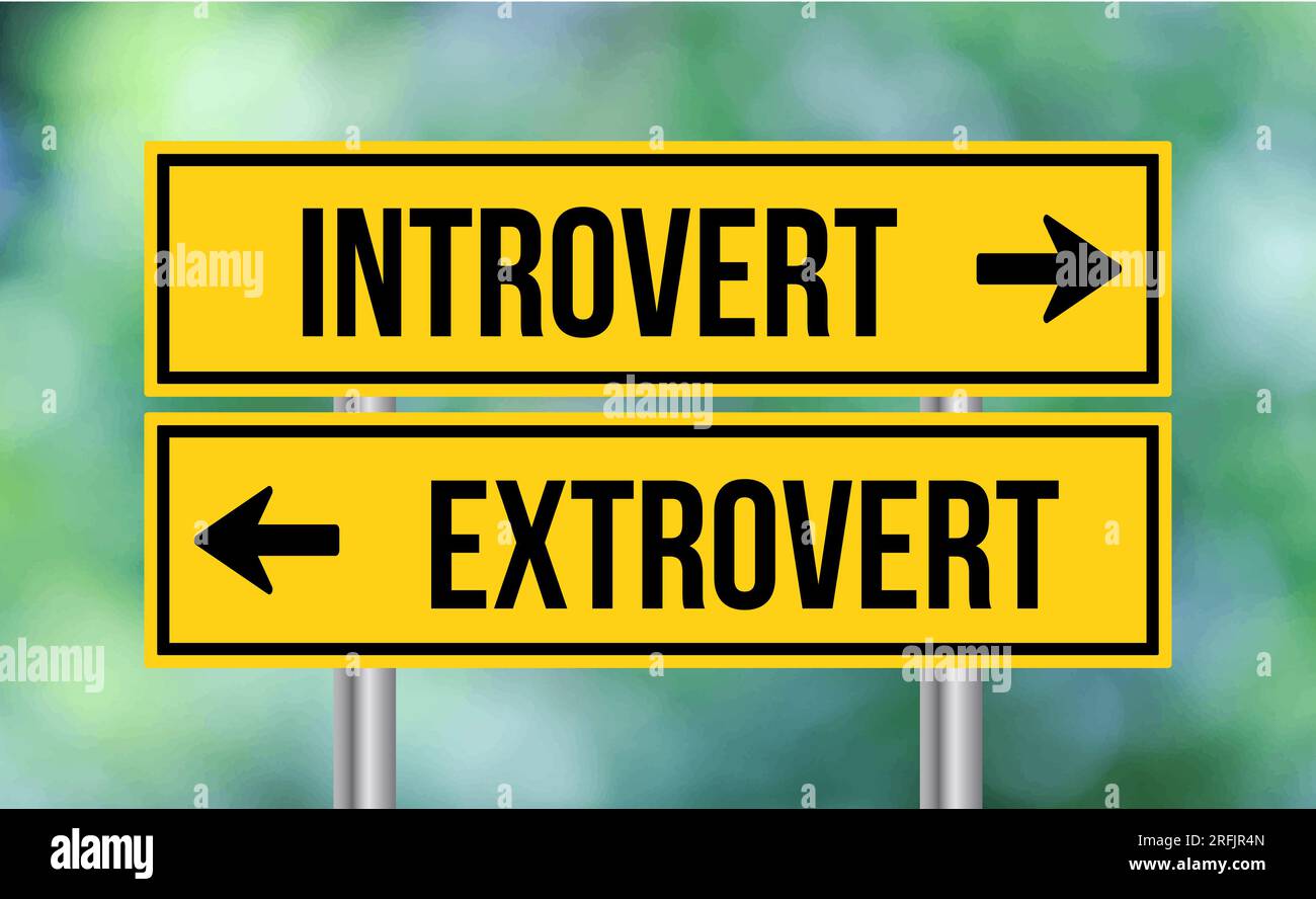 Introvert or extrovert road sign on blur background Stock Photo - Alamy