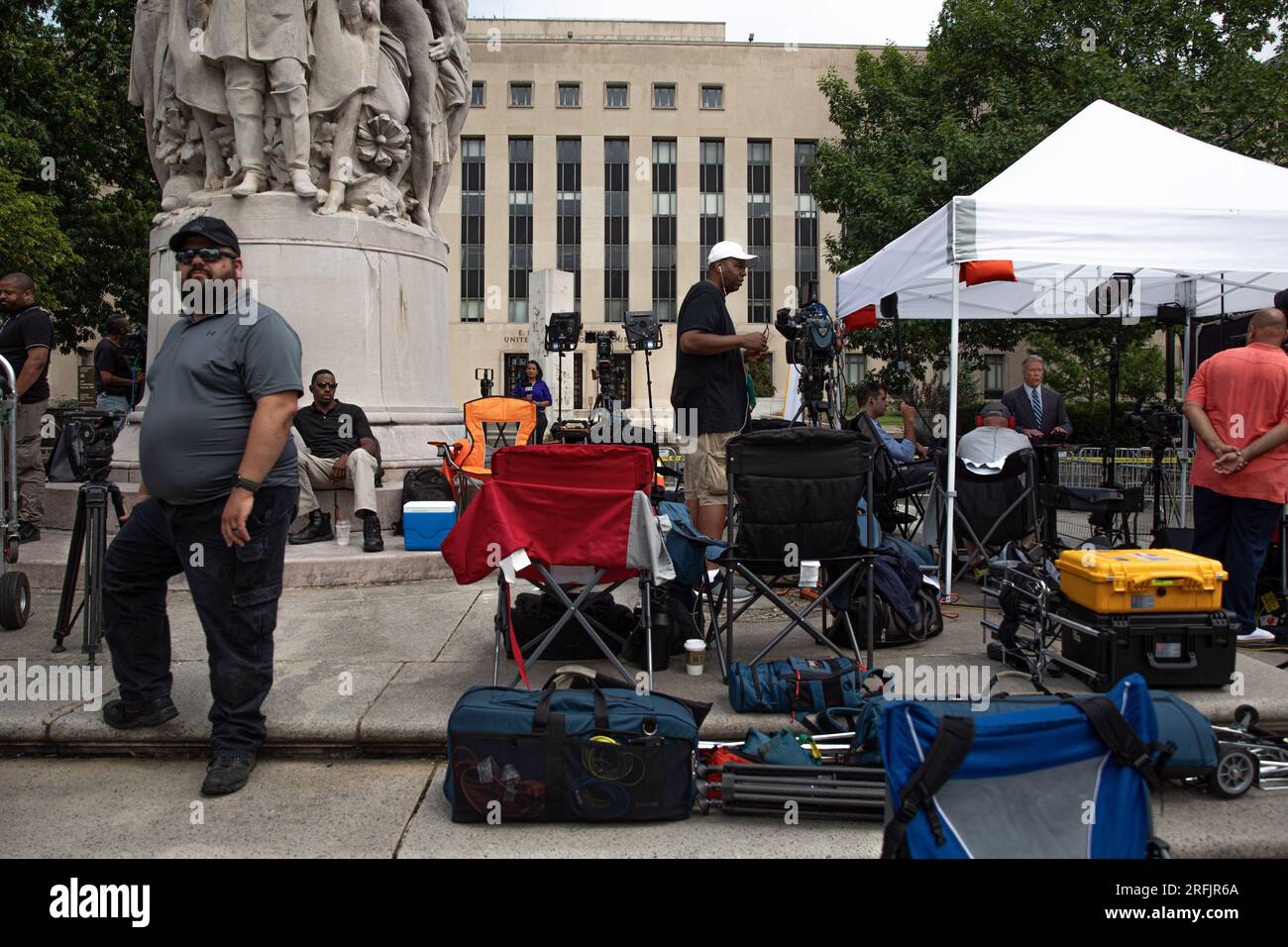 Washington, USA. 3rd Aug, 2023. Members of the media wait for the ...