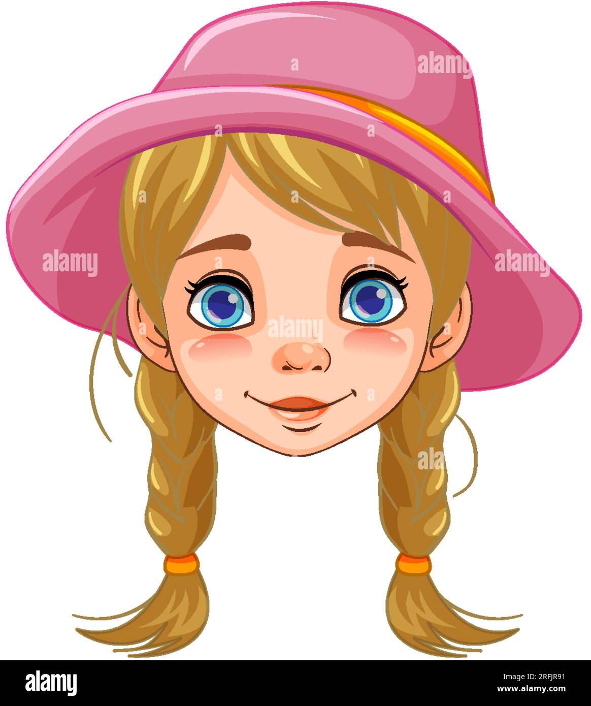 A cheerful cartoon woman with braids wearing a hat Stock Vector Image ...