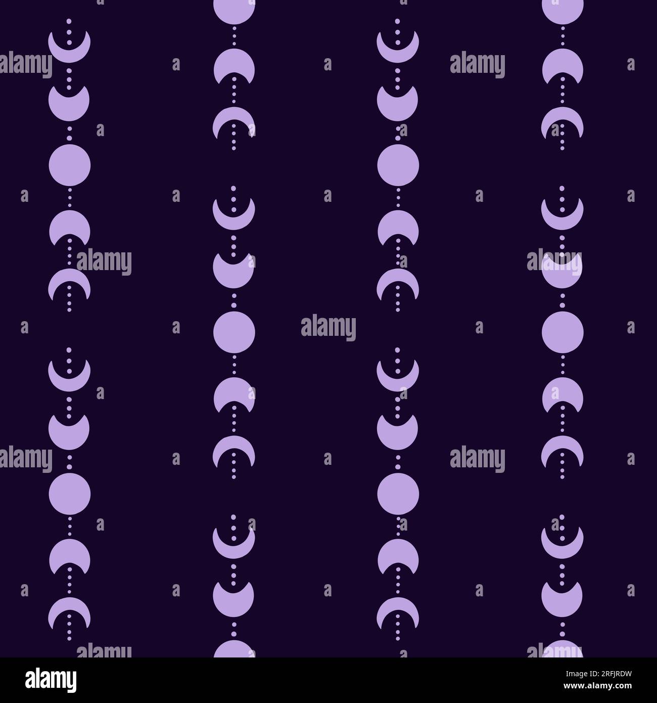Hand drawn seamless pattern with moon phases in vertical line on dark ...
