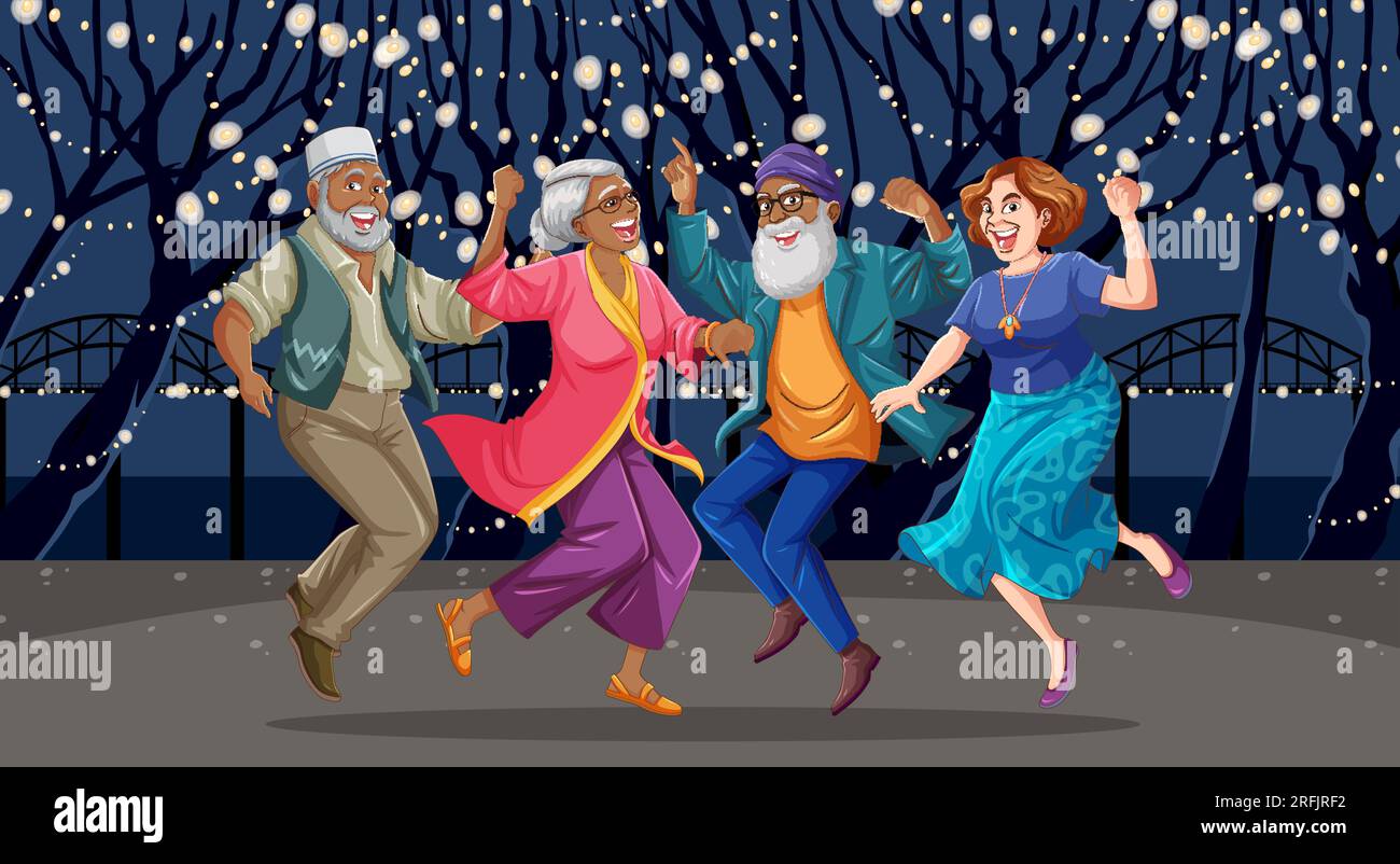 A vector cartoon illustration of Indian people dancing and celebrating ...