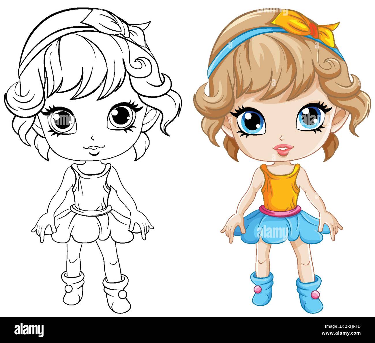 Fairy Girl Outline for Coloring illustration Stock Vector Image & Art ...