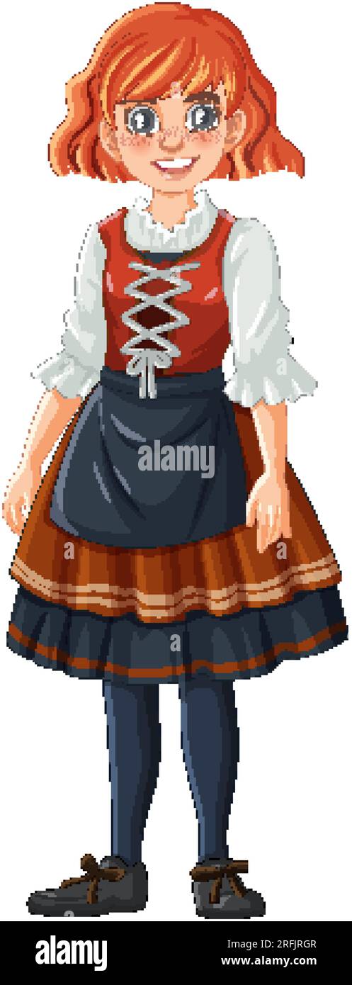 A cartoon character wearing a traditional German Bavarian outfit Stock ...