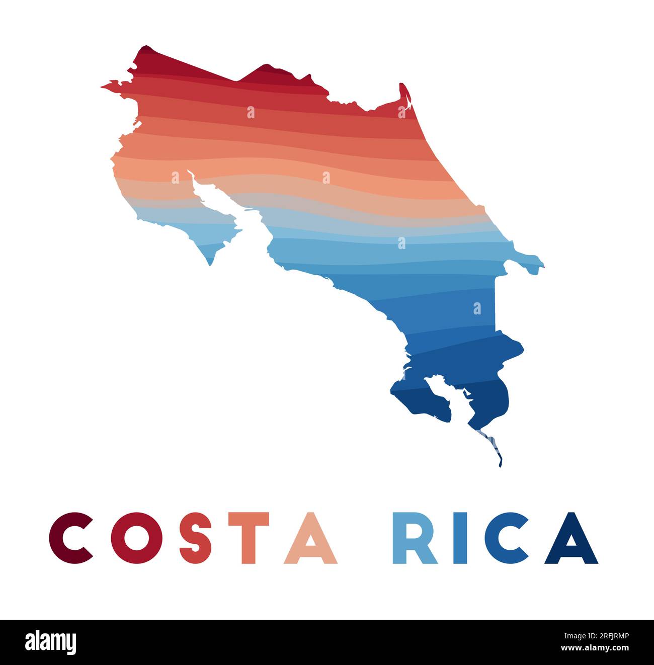 Costa Rica map. Map of the country with beautiful geometric waves in ...