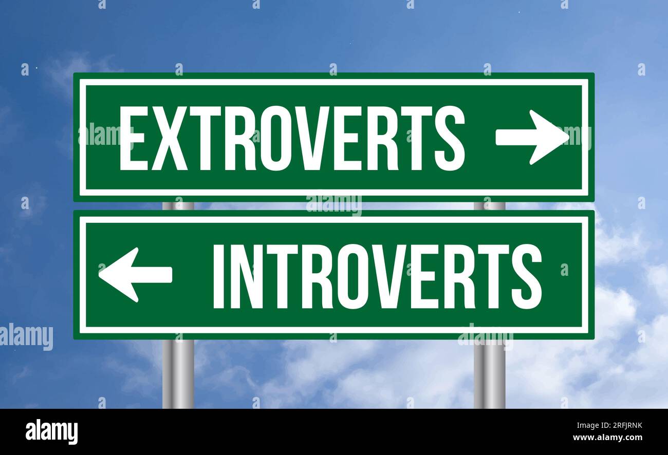 Extroverts or introverts road sign on cloudy sky background Stock Photo ...