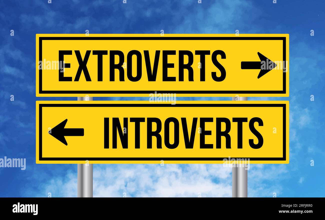 Extroverts or introverts road sign on cloudy sky background Stock Photo ...
