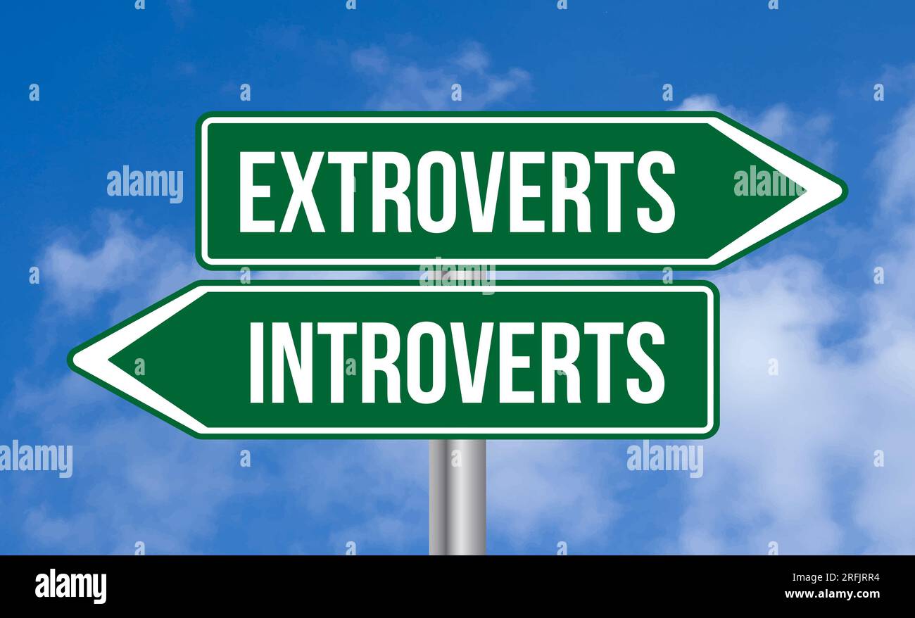 Extroverts or introverts road sign on cloudy sky background Stock Photo ...