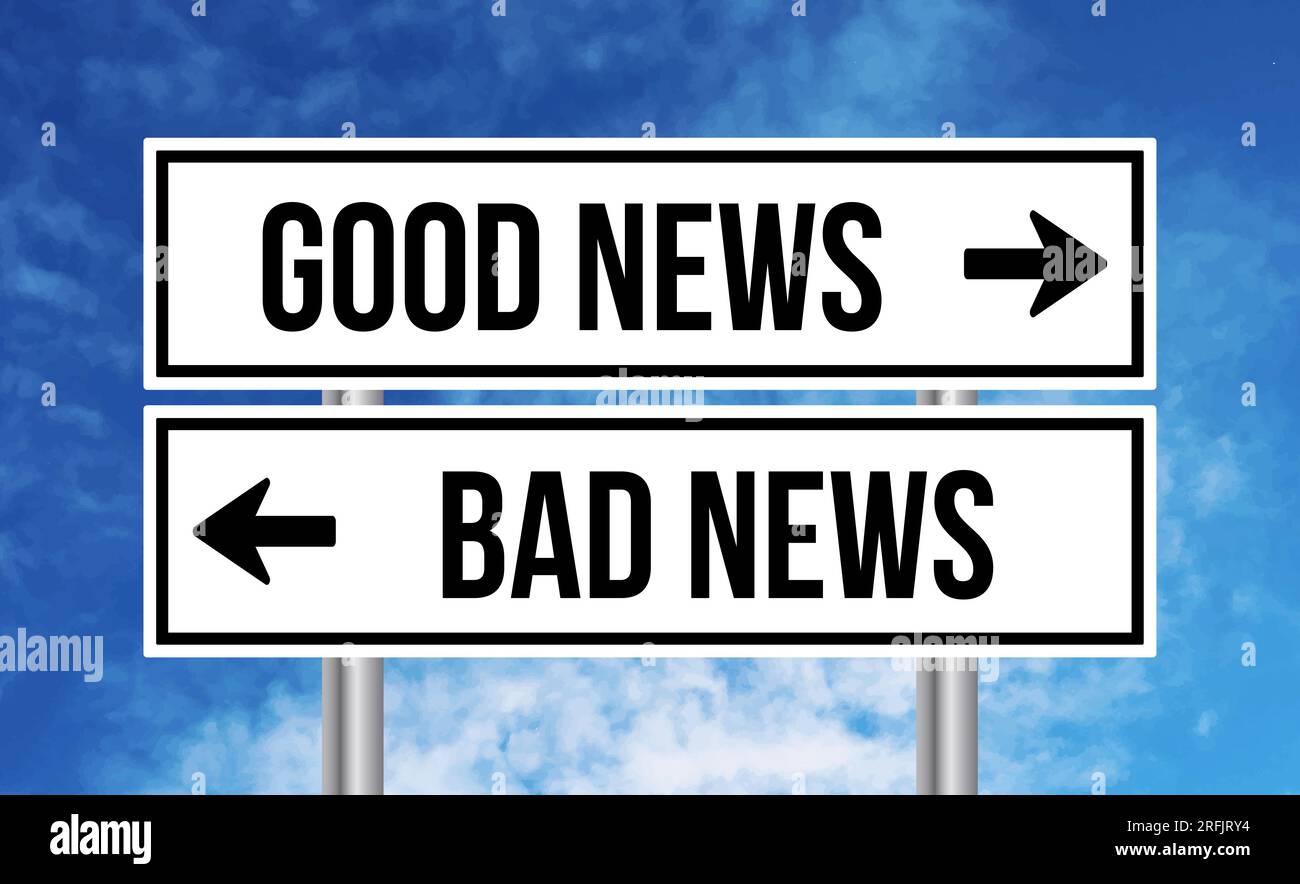 Good news or bad news road sign on blue sky background Stock Photo - Alamy