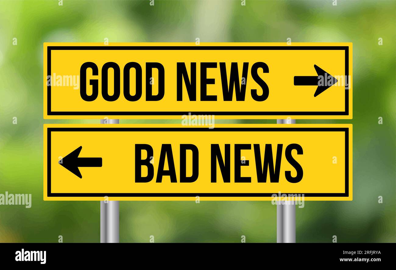 Good news or bad news road sign on blur background Stock Photo - Alamy