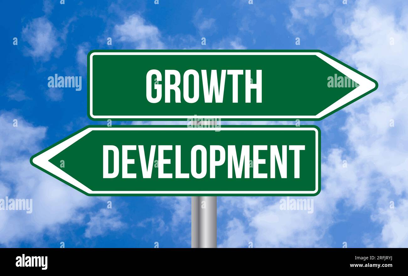 Growth or development road sign on cloudy sky background Stock Photo ...