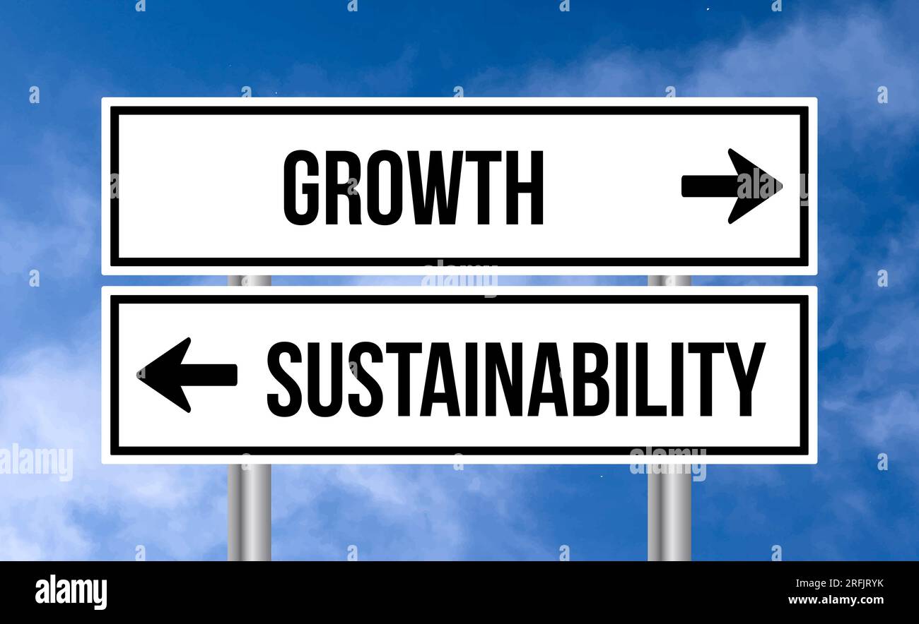 Growth or sustainability road sign on sky background Stock Photo - Alamy