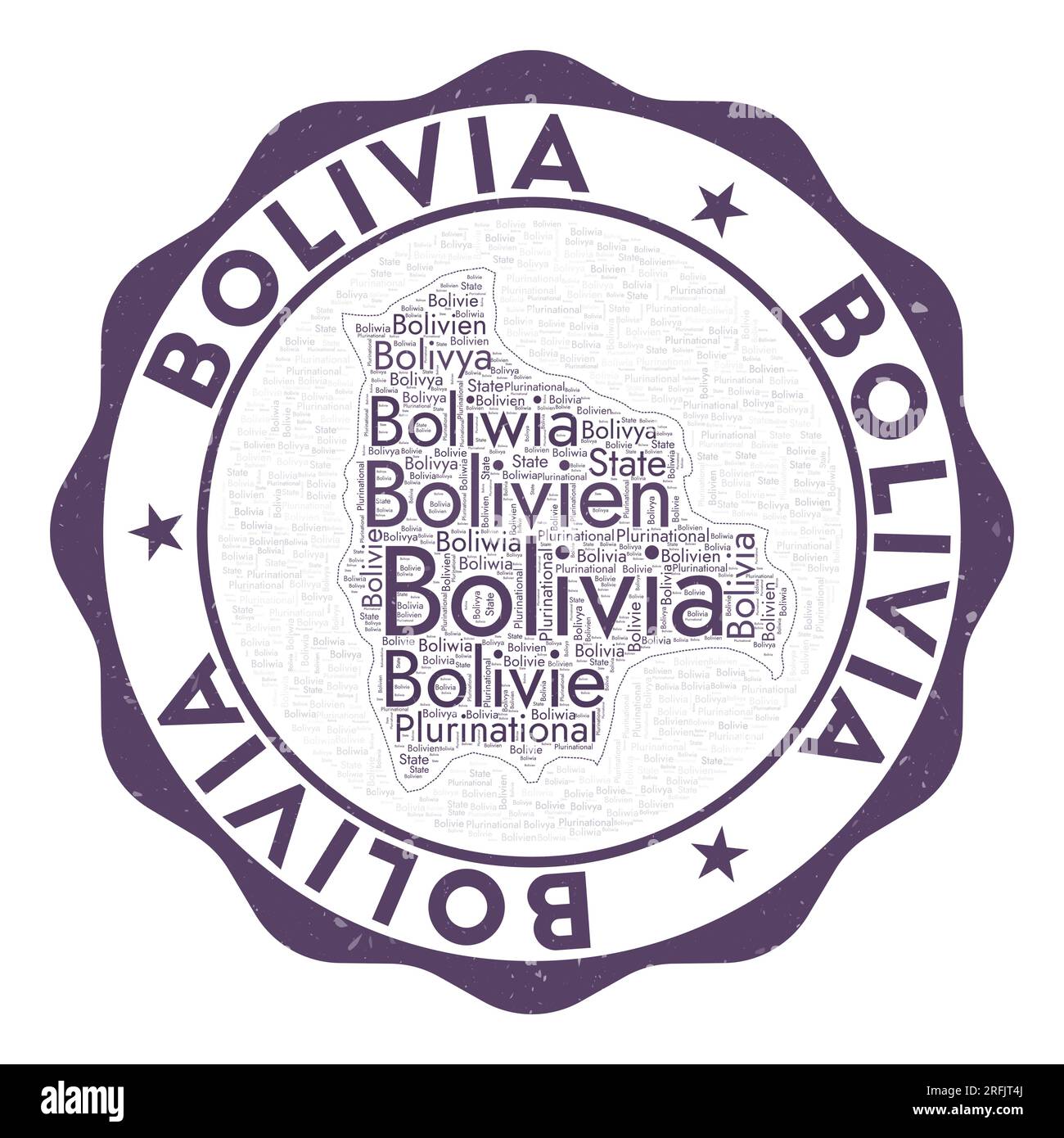 Bolivia logo. Beautiful country badge with word cloud in shape of ...