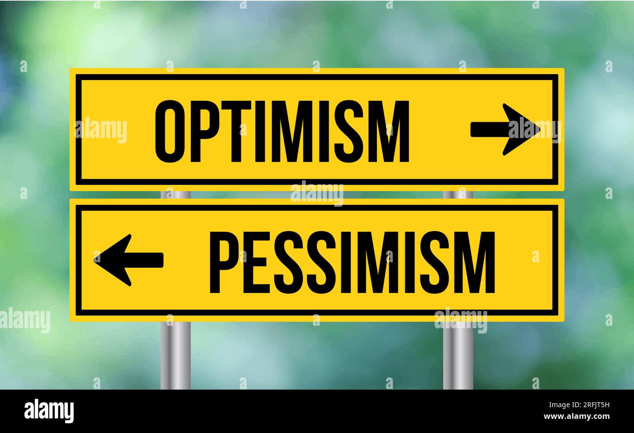 Optimism or pessimism road sign on blur background Stock Photo - Alamy