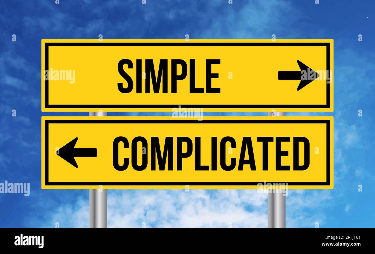 Simple or complicated road sign on sky background Stock Photo - Alamy