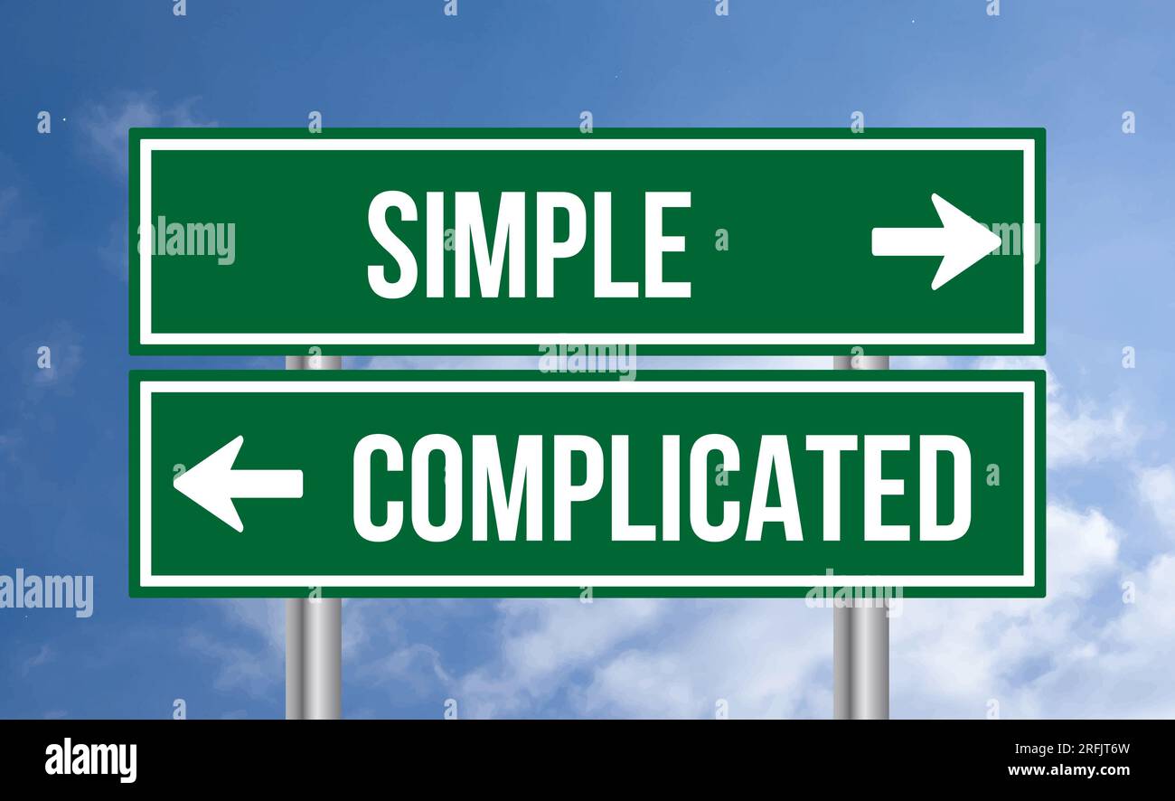 Simple or complicated road sign on sky background Stock Photo - Alamy