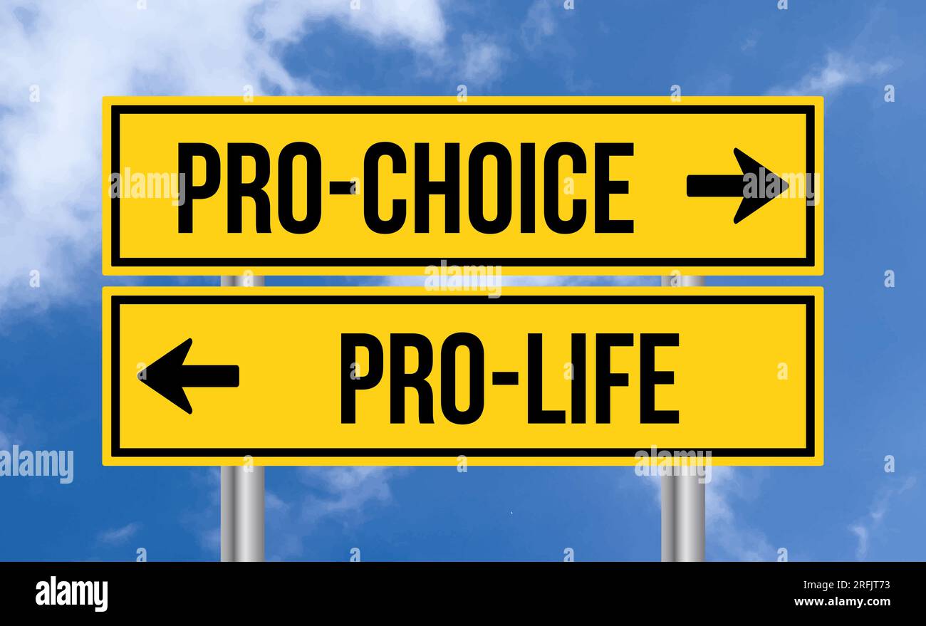 Pro choice or pro life road sign on cloudy sky background Stock Photo ...