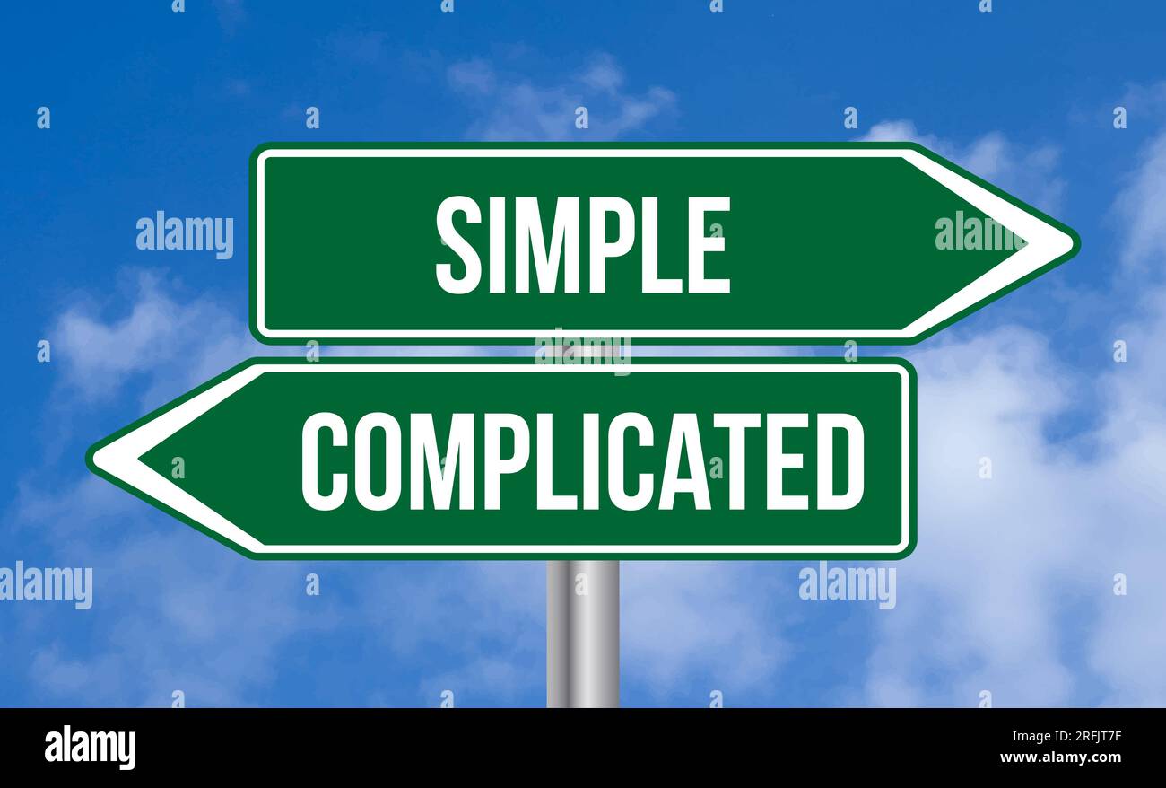 Simple or complicated road sign on sky background Stock Photo - Alamy