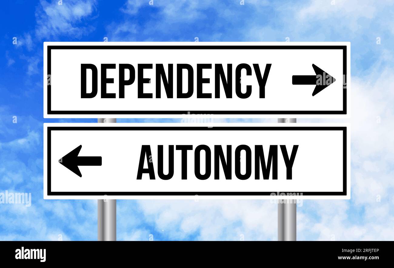 Dependency or autonomy road sign on sky background Stock Photo - Alamy