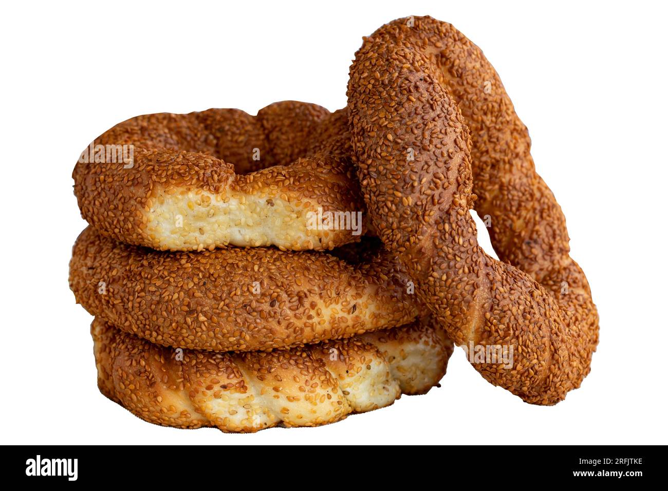 Sesame bagel. Turkish pastry product. Sesame bagel isolated on white ...