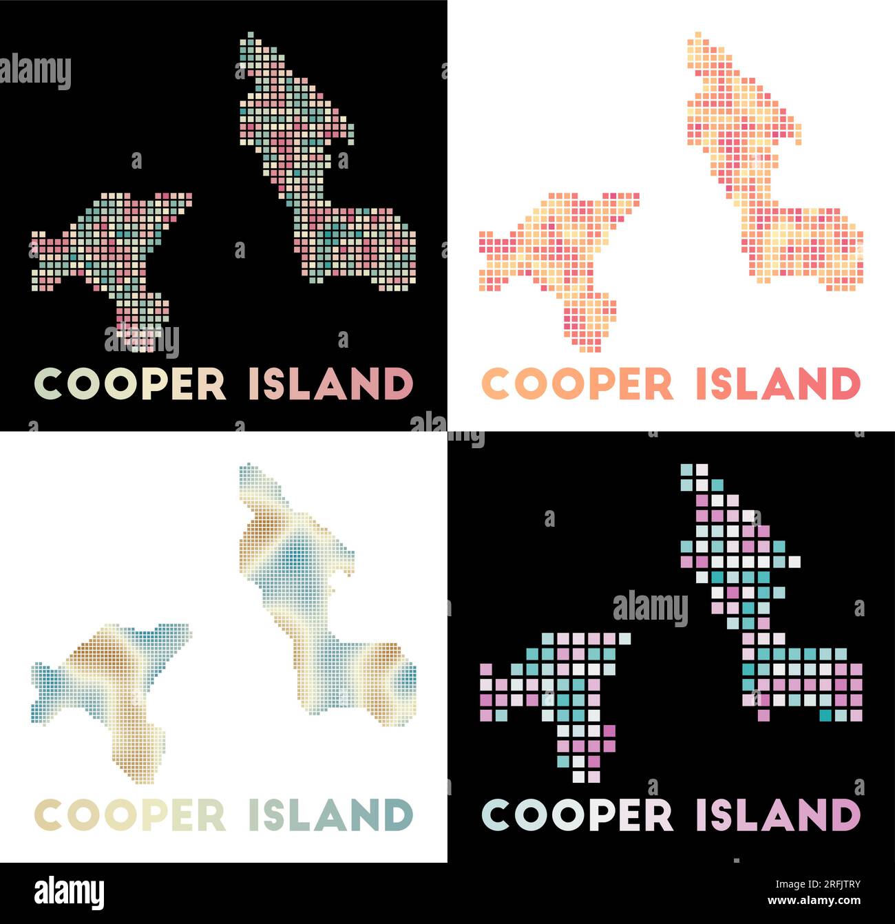 Cooper Island map. Collection of maps of Cooper Island in dotted style ...