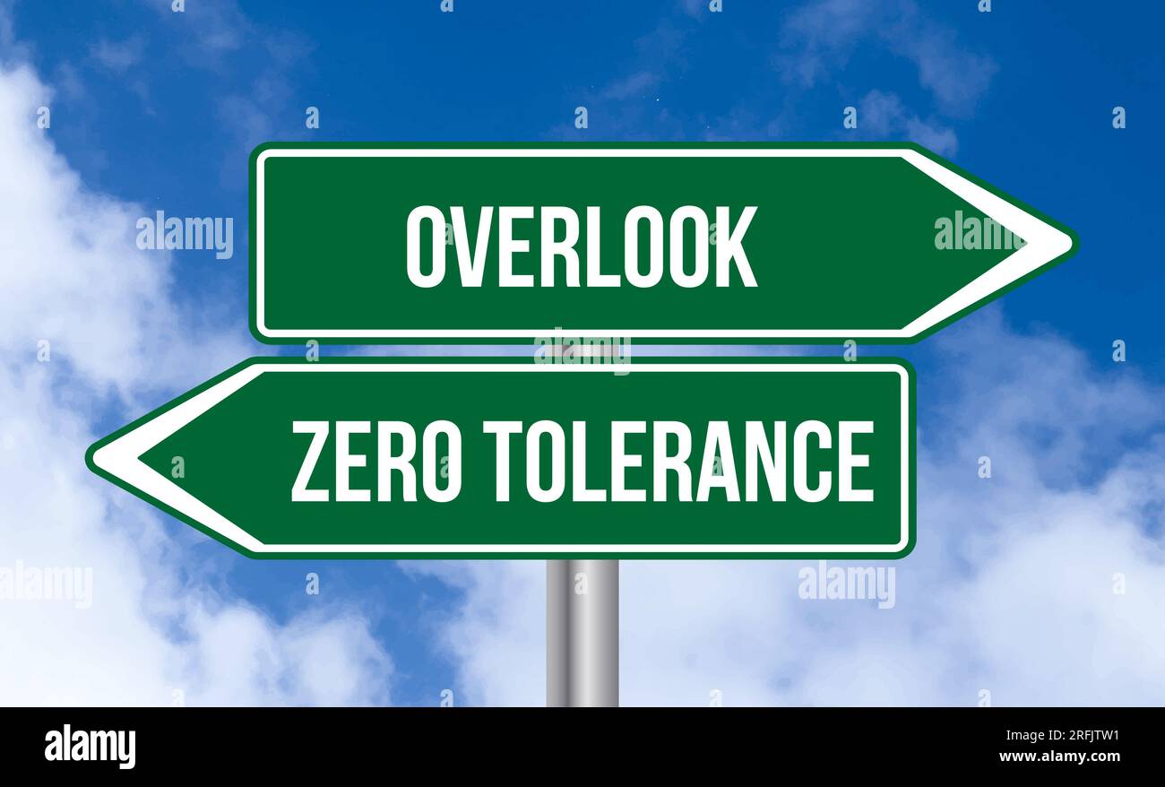 Overlook or zero tolerance road sign on blue sky background Stock Photo ...