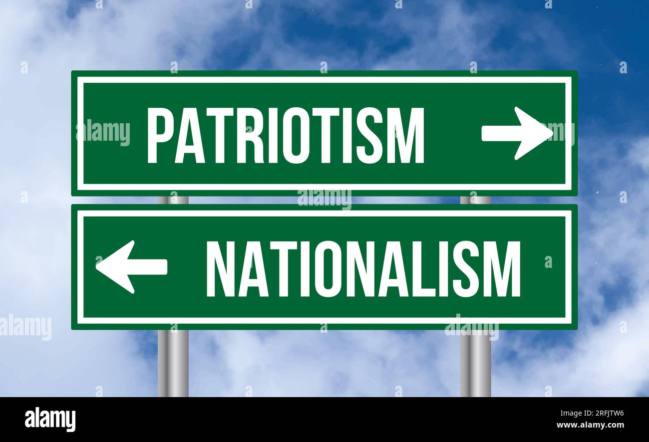 Patriotism or nationalism road sign on cloudy sky background Stock ...