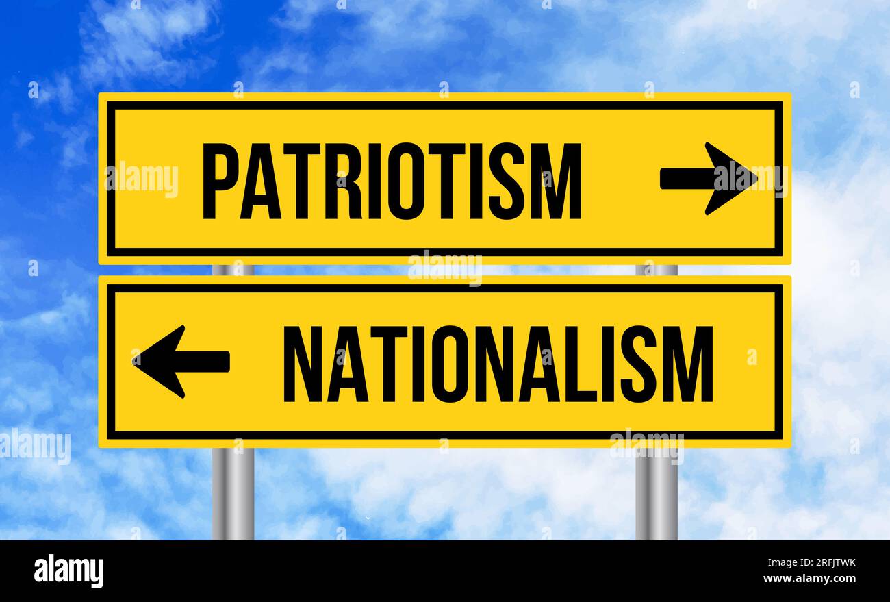 Patriotism or nationalism road sign on cloudy sky background Stock ...