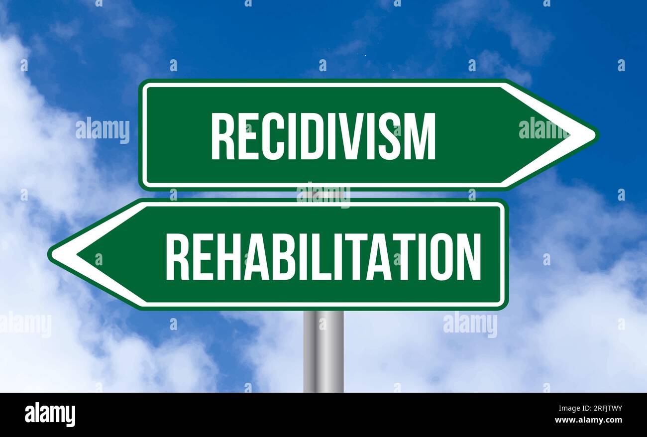 Recidivism or rehabilitation road sign on sky background Stock Photo ...
