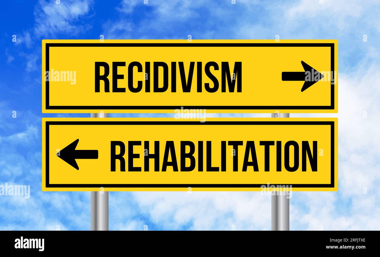 Recidivism or rehabilitation road sign on sky background Stock Photo ...