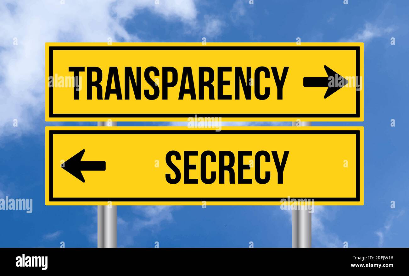 Transparency or secrecy road sign on sky background Stock Photo - Alamy