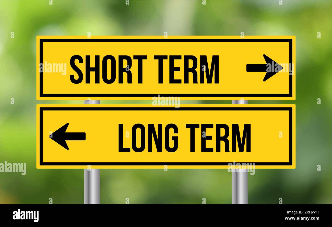 Short term or long term road sign on blur background Stock Photo - Alamy