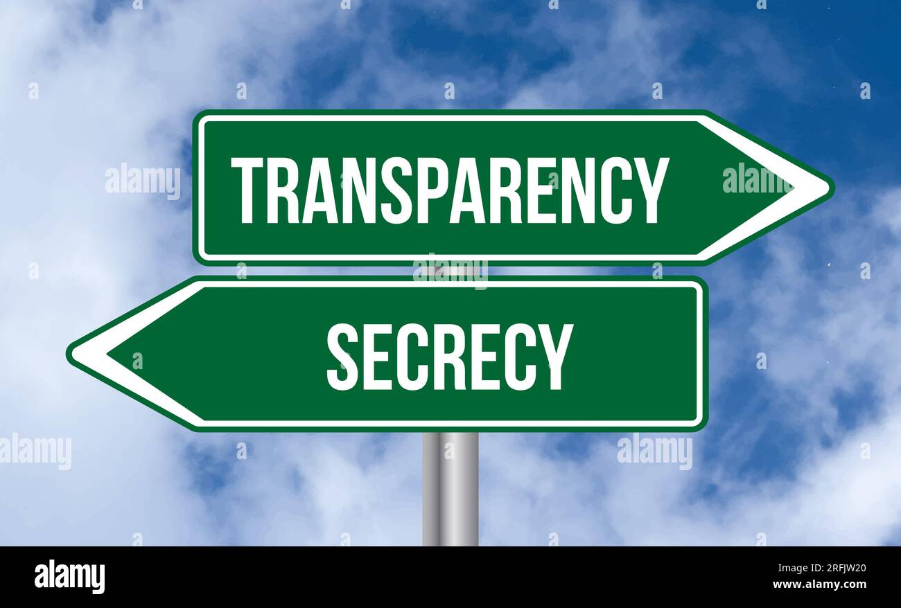 Transparency or secrecy road sign on sky background Stock Photo - Alamy
