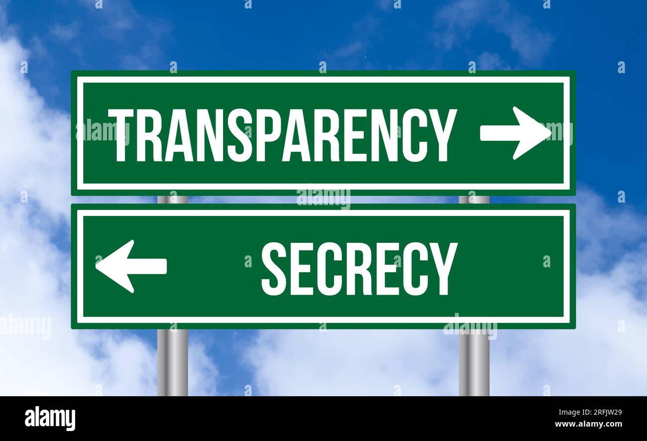 Transparency or secrecy road sign on sky background Stock Photo - Alamy